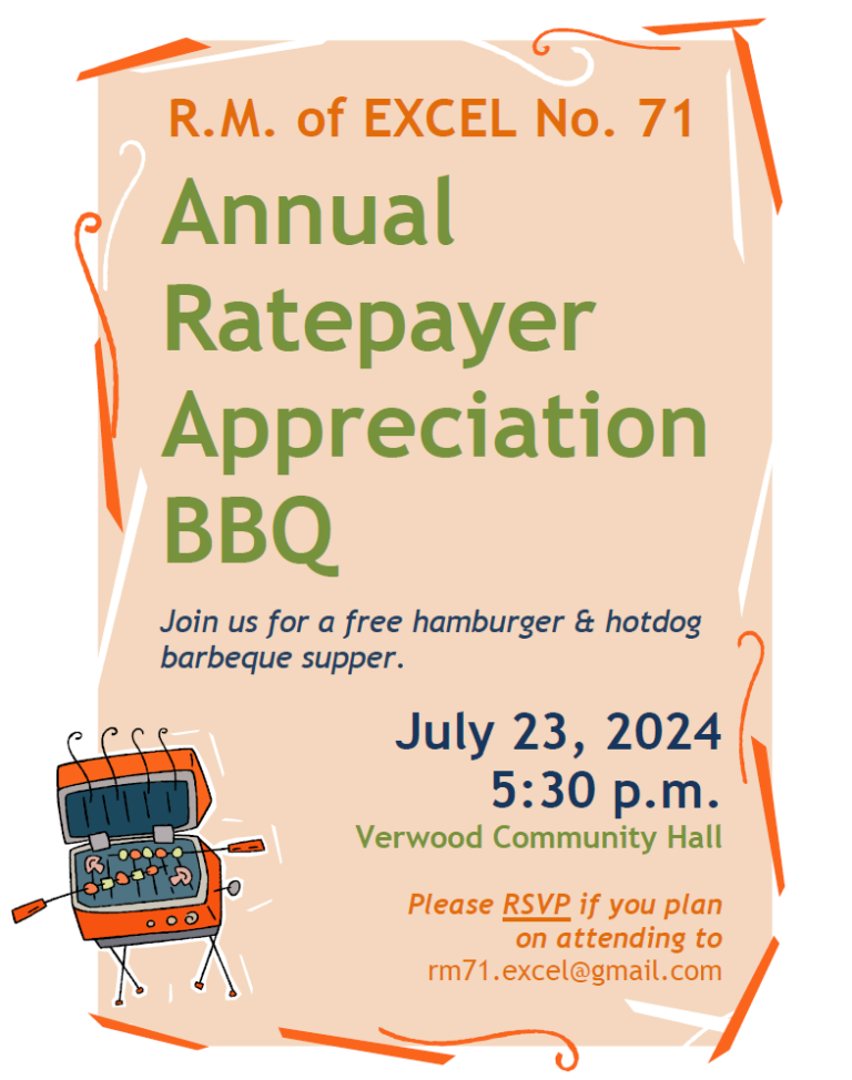 Annual Ratepayer BBQ – R.M. of Excel No. 71
